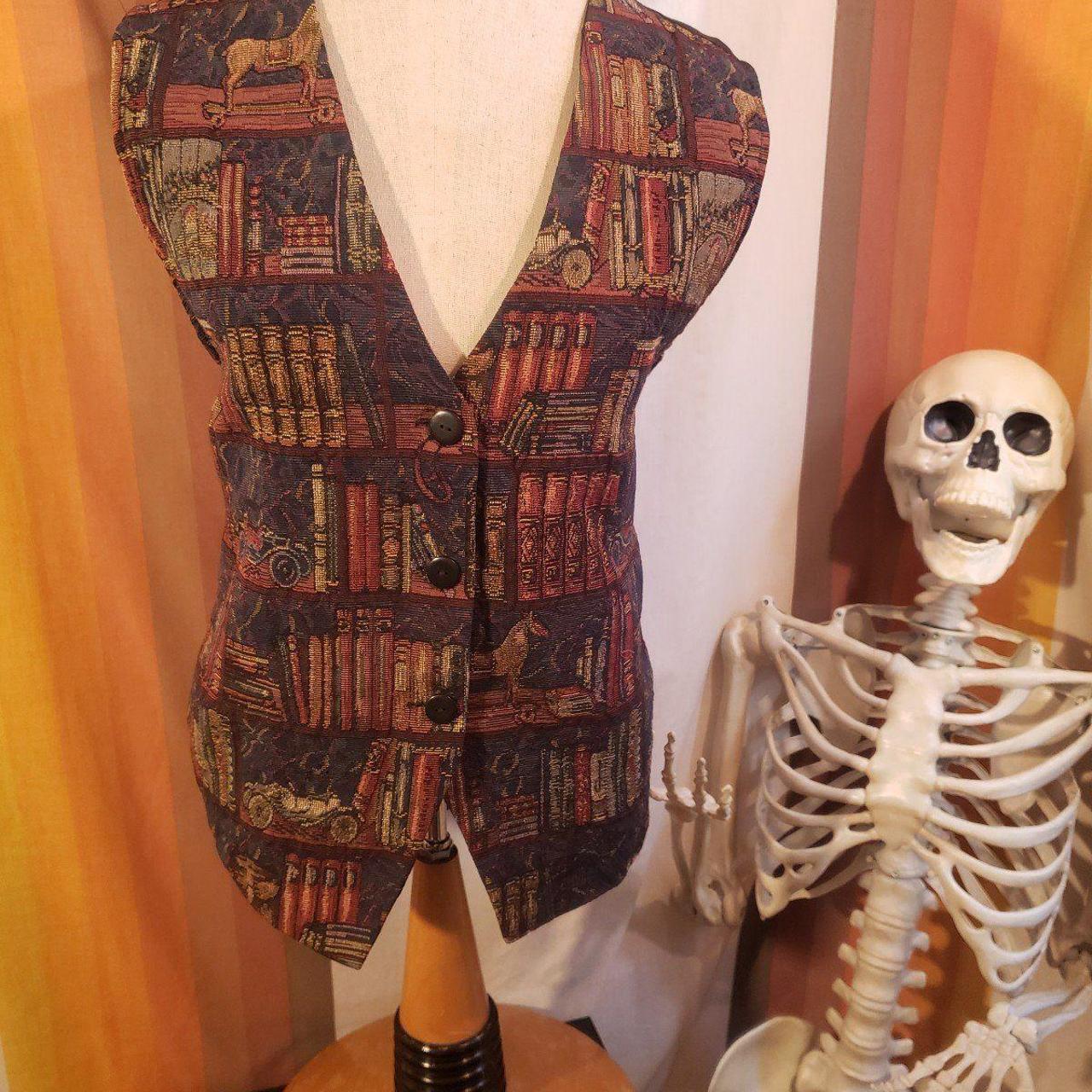 Adorable 90s library book shelf button up tapestry... - Depop