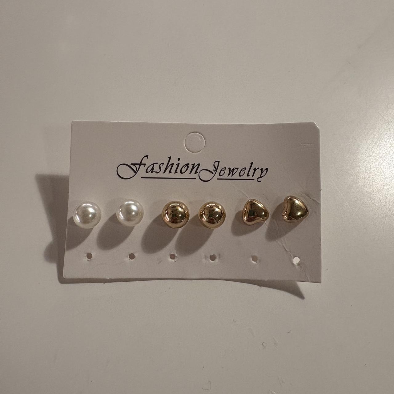 Brand new cold earring: heart, pearl, simple stud... | Depop