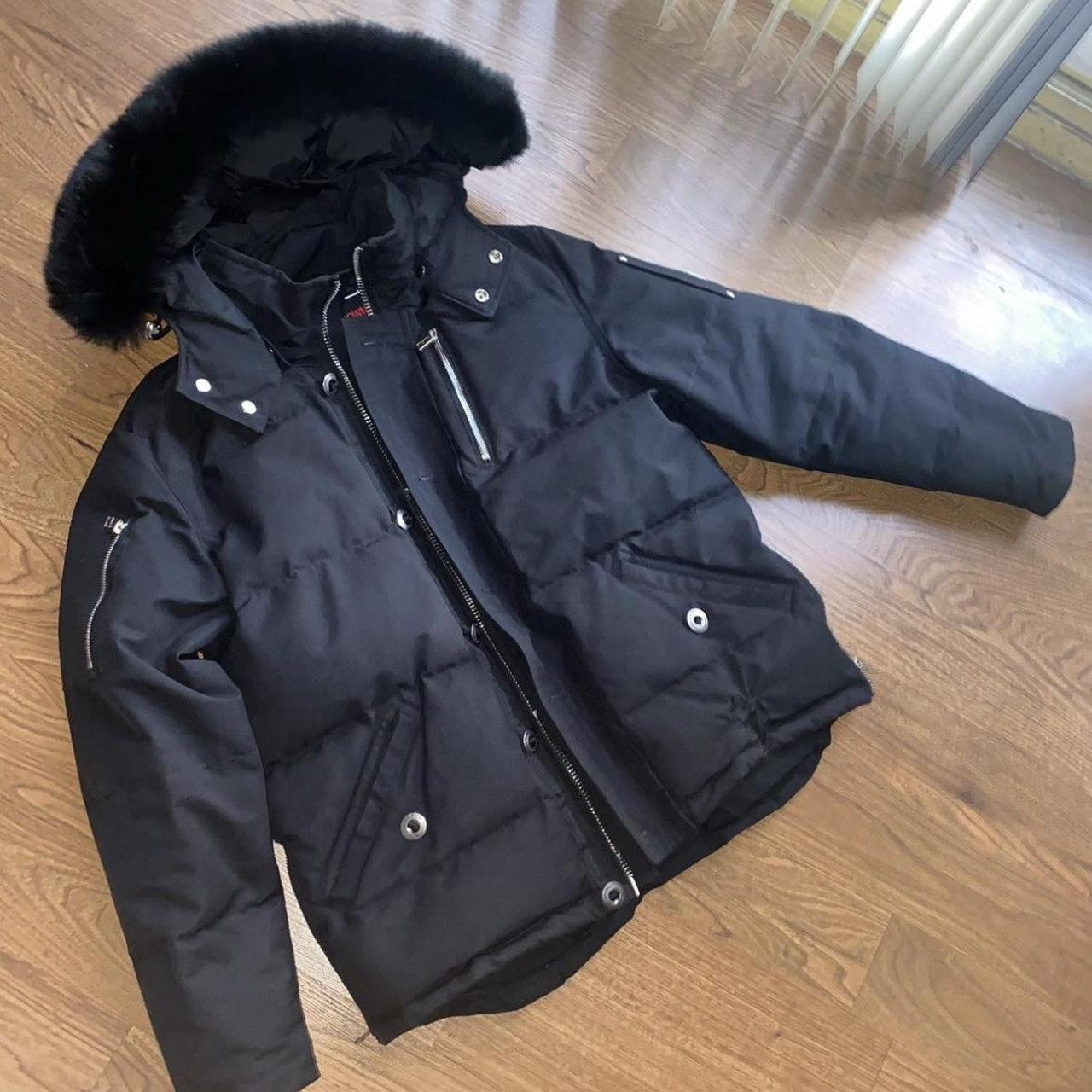 Moose knuckles jacket with removable fur hood... - Depop