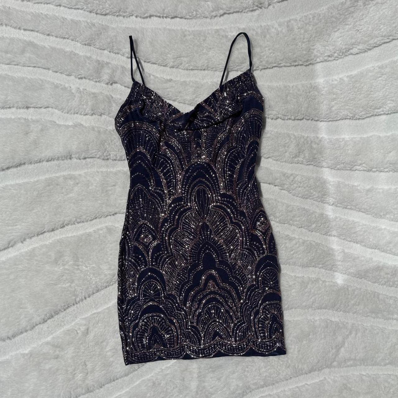 navy blue glitter mini hoco dress size xs, perfect... | Depop