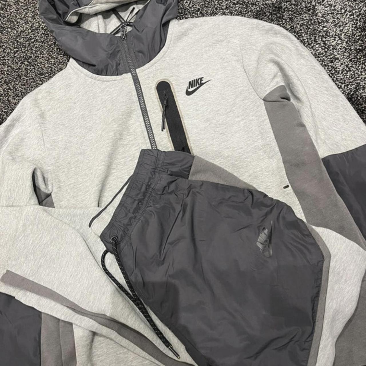 Grey Nike woven tech fleece. Full tracksuit - Depop