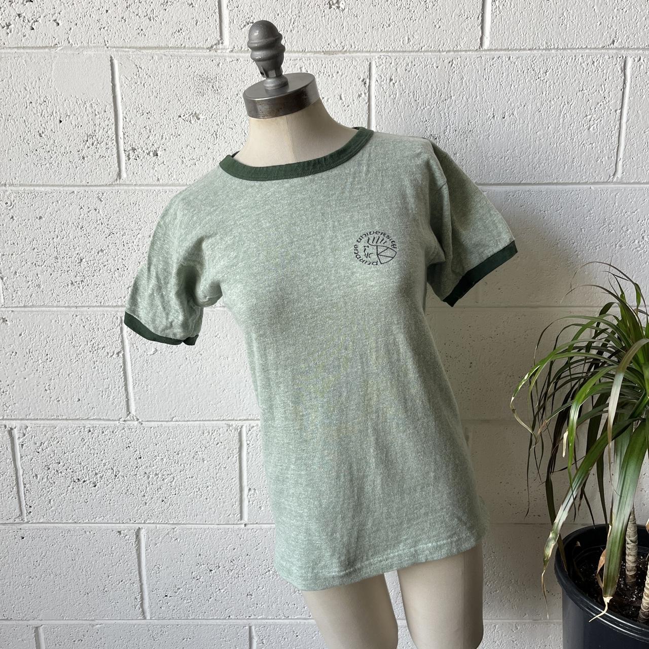 70s CHAMPION Purdue University Heather Green Ringer... - Depop