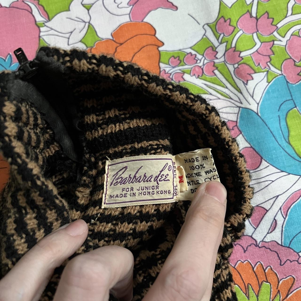 70s BARBARA LEE Caramel Brown & Black Striped... - Depop