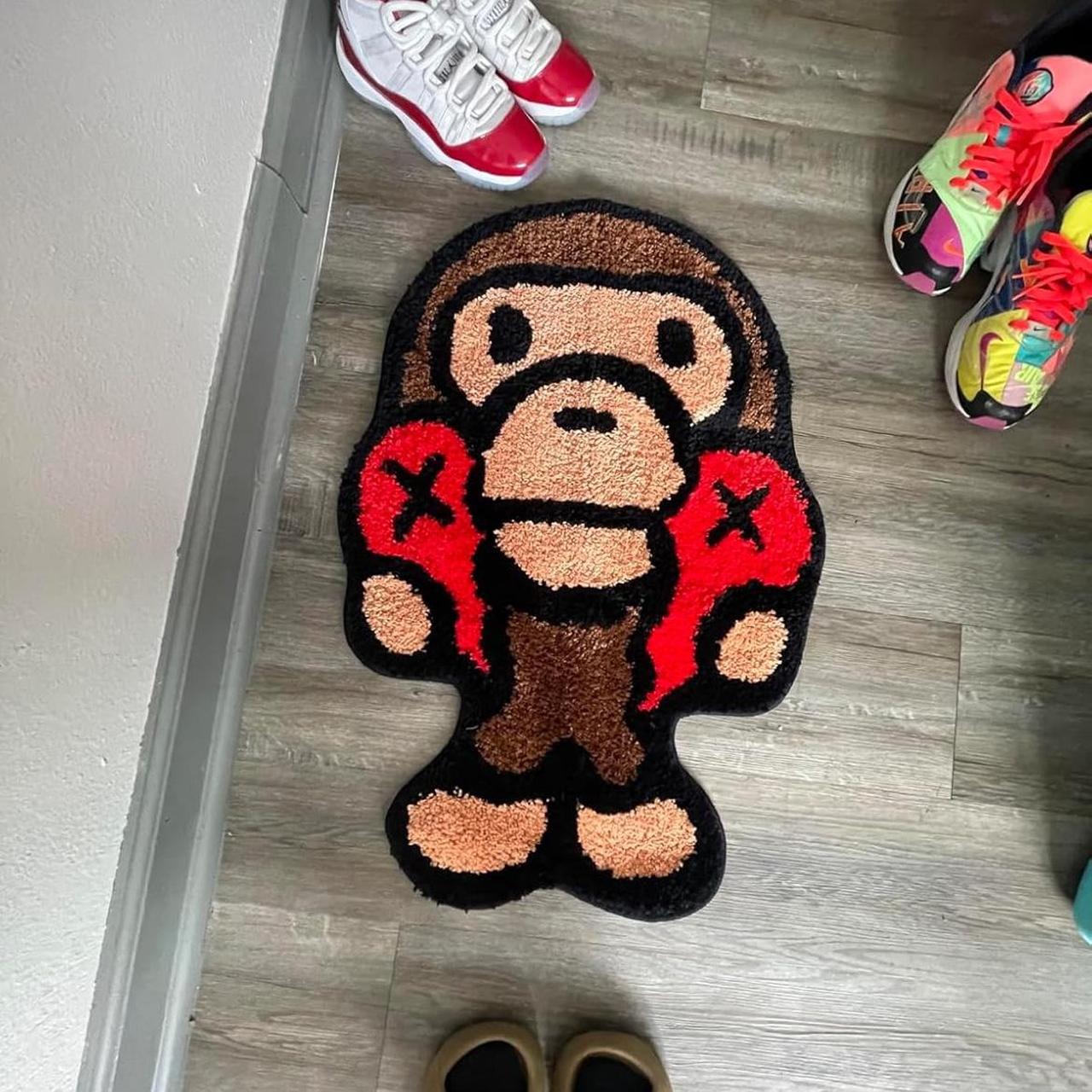 Brown and red BAPE rug #BapeRug - Depop