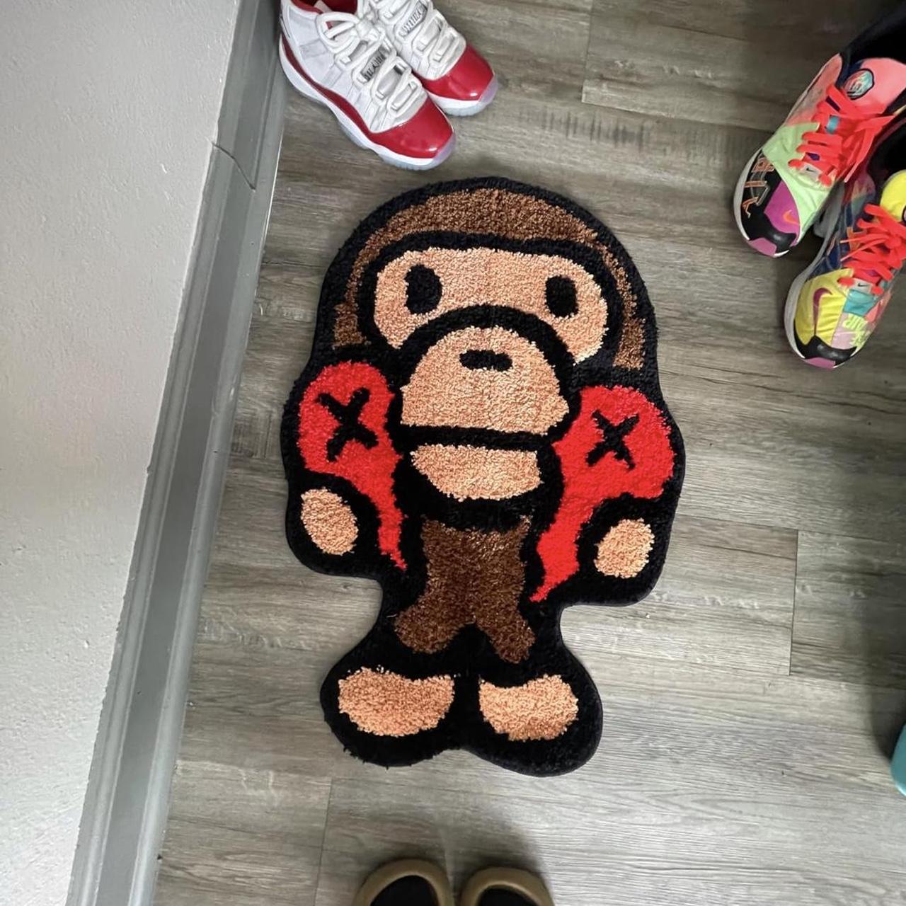 Brown and red BAPE rug #BapeRug - Depop
