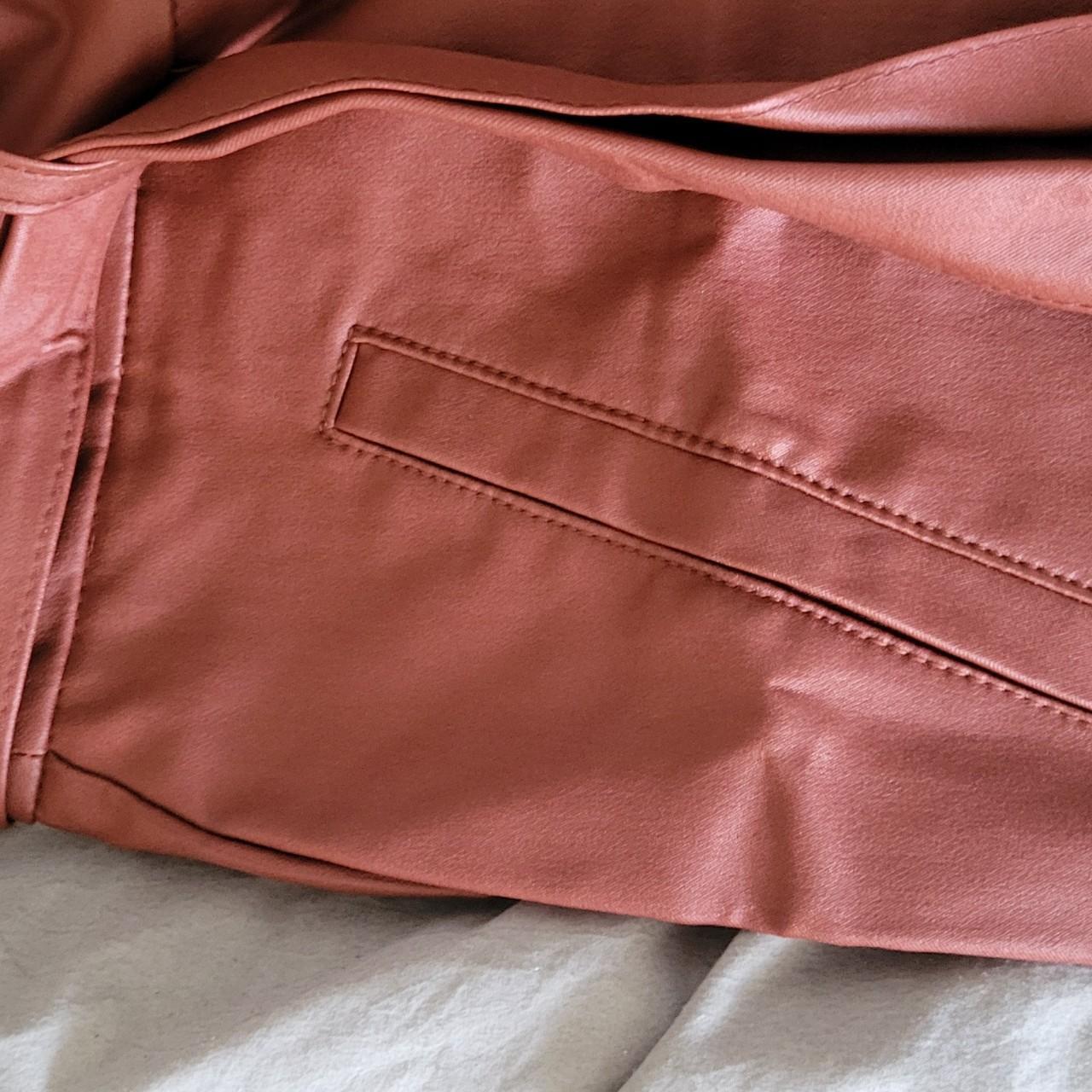 XL burnt orange/rust colored, faux leather pants.... - Depop