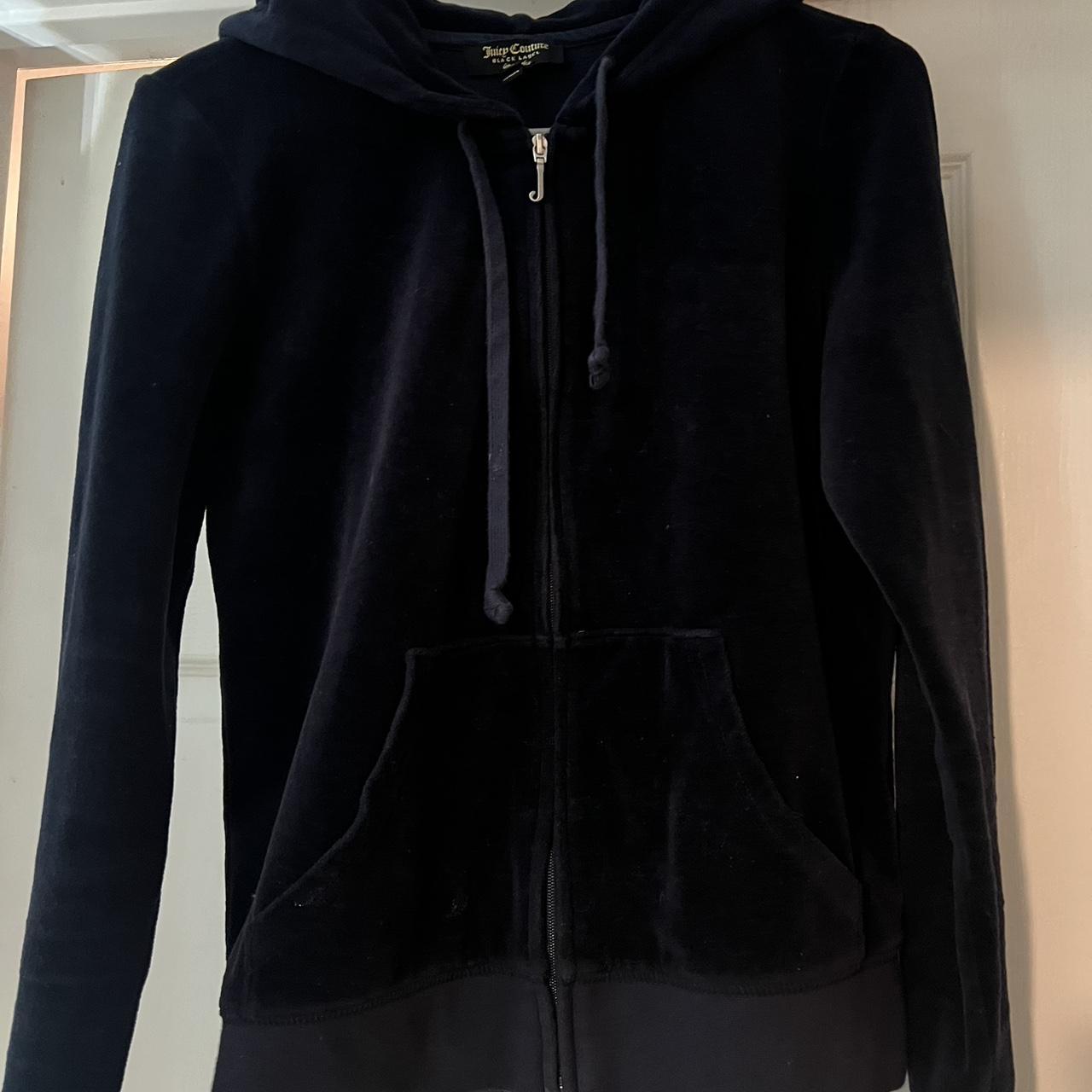 Navy blue Juicy Couture black label velour zip up... - Depop