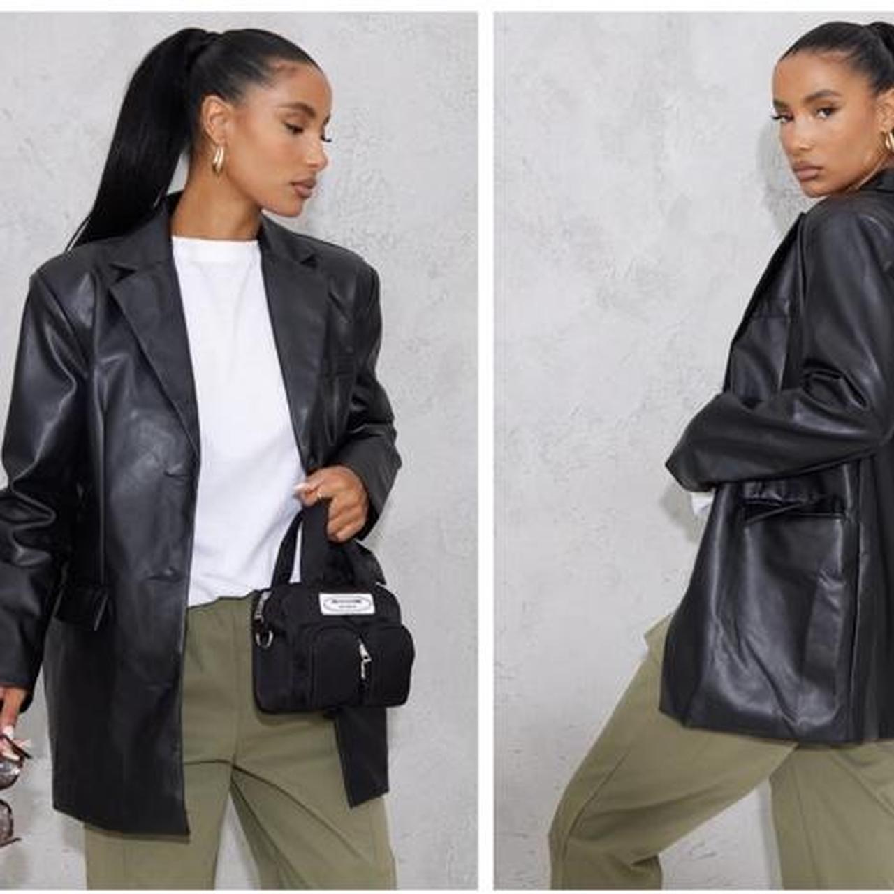 Pretty little thing black faux leather shoulder... - Depop