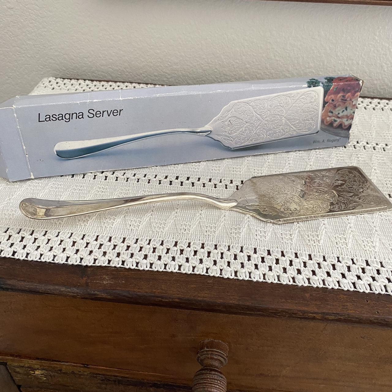 Vintage silver plate lasagna server in original box.... - Depop