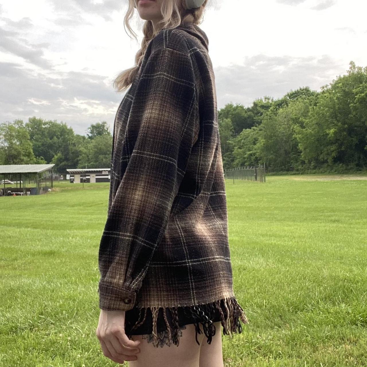 thick flannel with fringe brand: gotcha covered - Depop