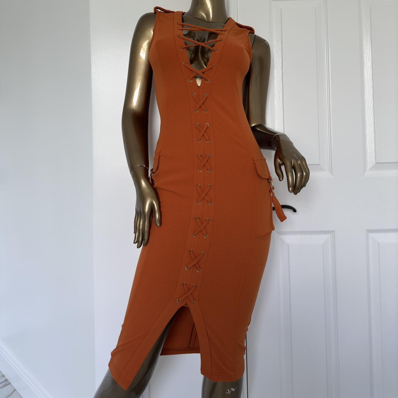JLUXLABEL orange sheath dress. - Depop