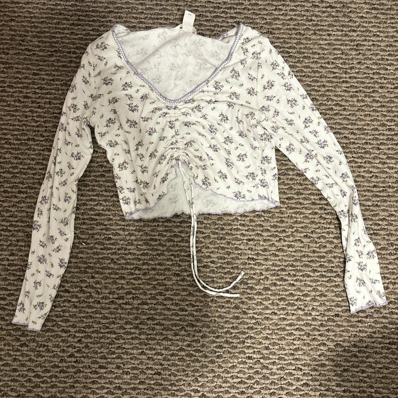Very cute white and purple H&M string crop top! I’ve... - Depop