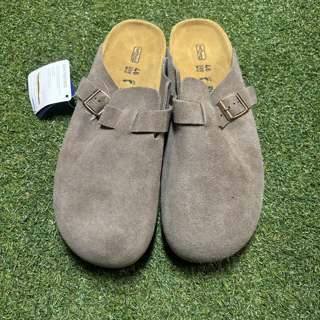 Birkenstock Boston Clogs Soft Suede Taupe Colorway... - Depop