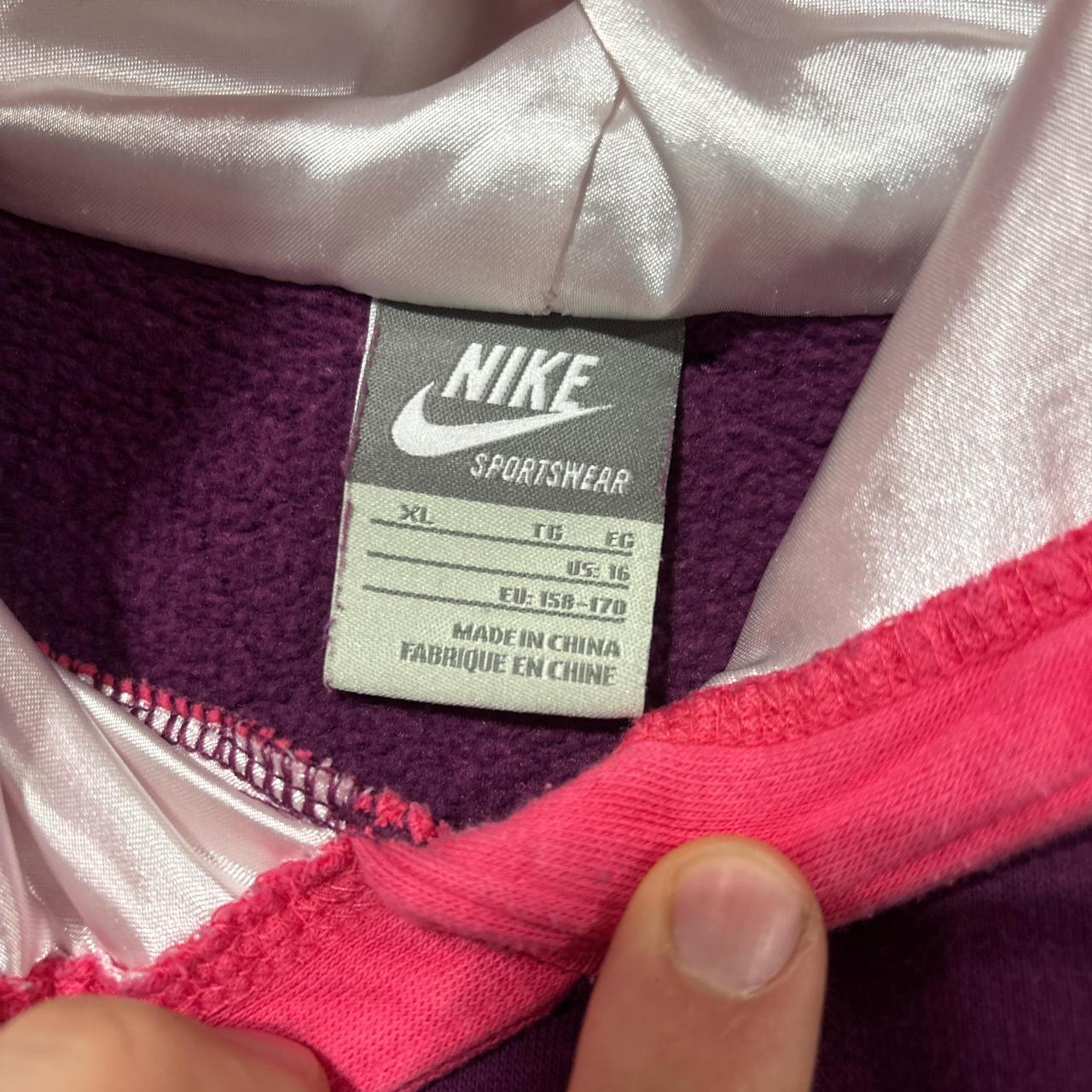 Y2K Nike Pink Purple Script Logo Hoodie XL Y2K era... | Depop
