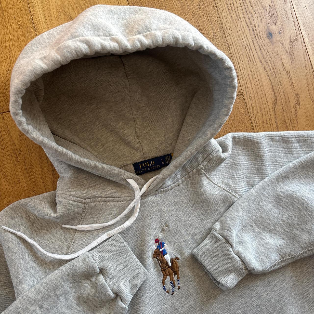 Polo Ralph Lauren Hoodie Men’s L Gray Flesh Big Pony... | Depop
