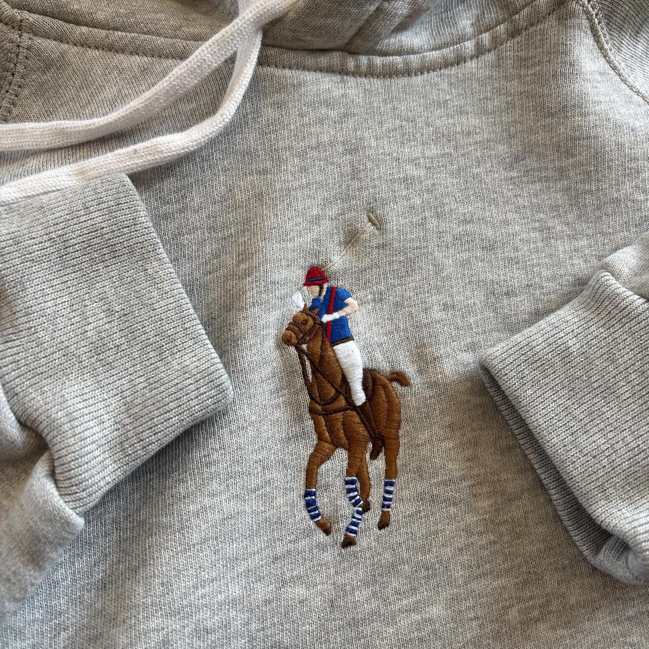 Polo Ralph Lauren Hoodie Men’s L Gray Flesh Big Pony... | Depop