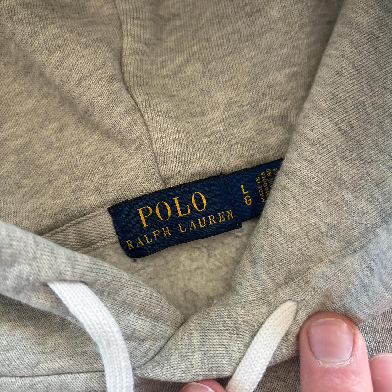 Polo Ralph Lauren Hoodie Men’s L Gray Flesh Big Pony... | Depop
