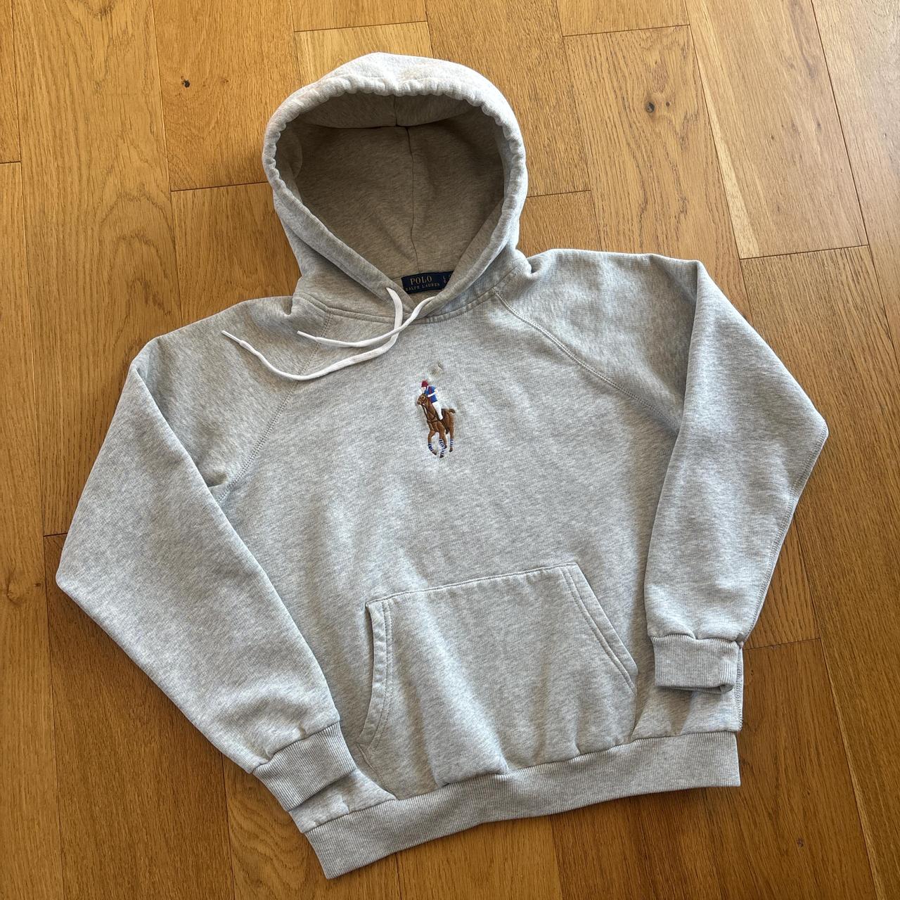 Polo Ralph Lauren Hoodie Men’s L Gray Flesh Big Pony... | Depop