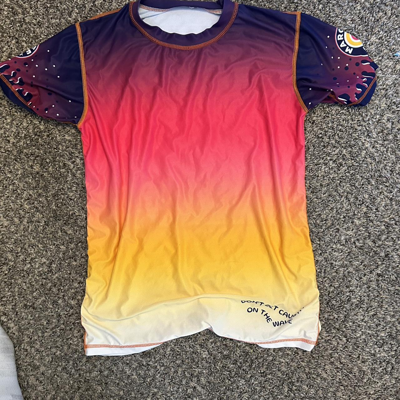 Marquee Hoops orange and yellow compression shirt | Depop