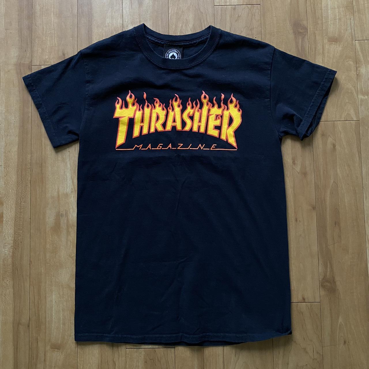 Black Thrasher Flame Tee Size Small Thrasher... - Depop