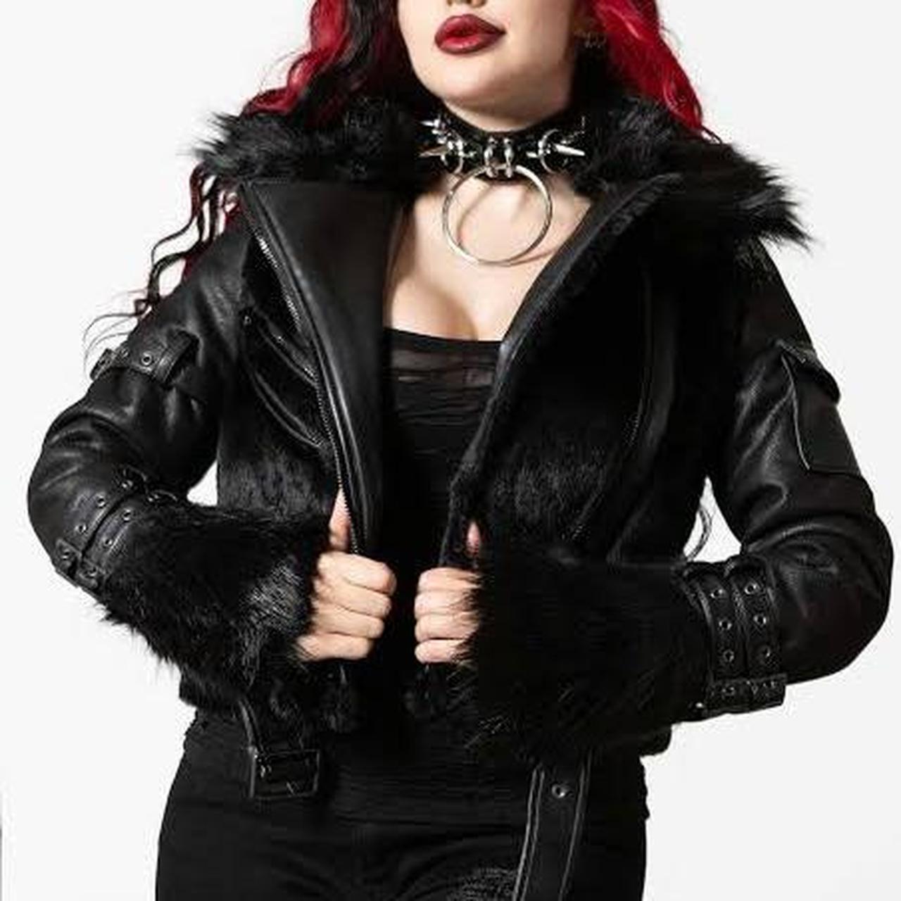 Killstar Alchemy Aviator Black faux fur lined... - Depop