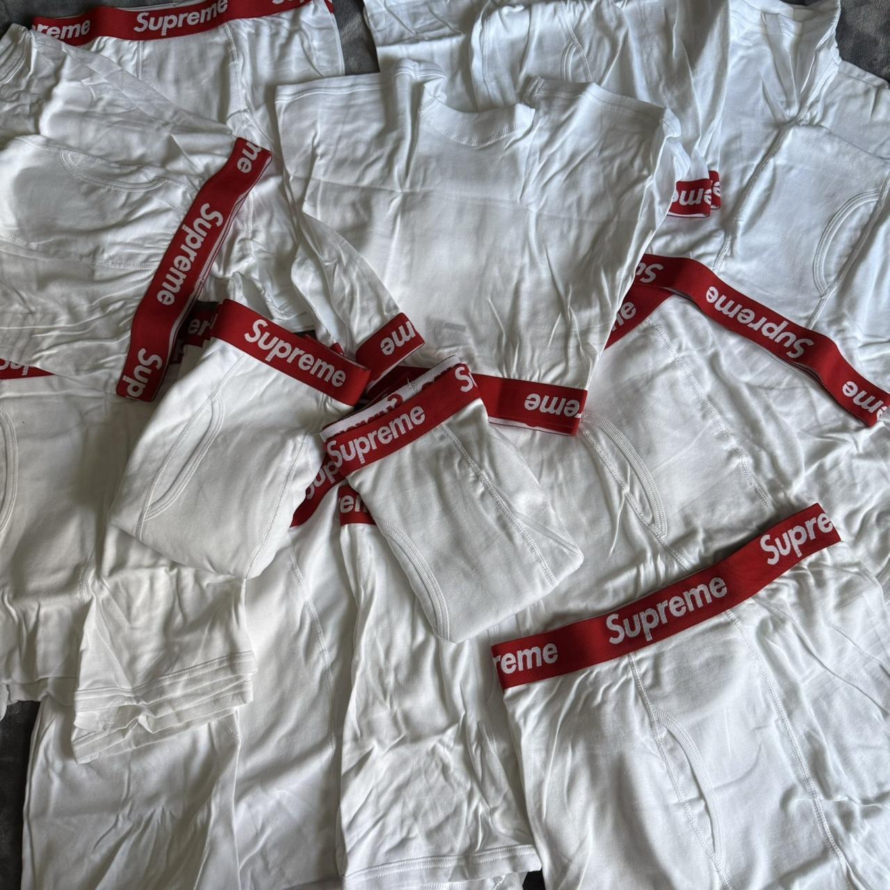 Supreme Boxers White Size S and M READ... - Depop