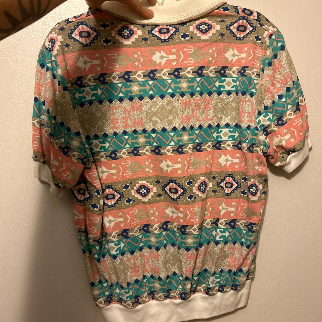 80s Cape Cod Sportswear Vintage Funky Print Polo No... - Depop