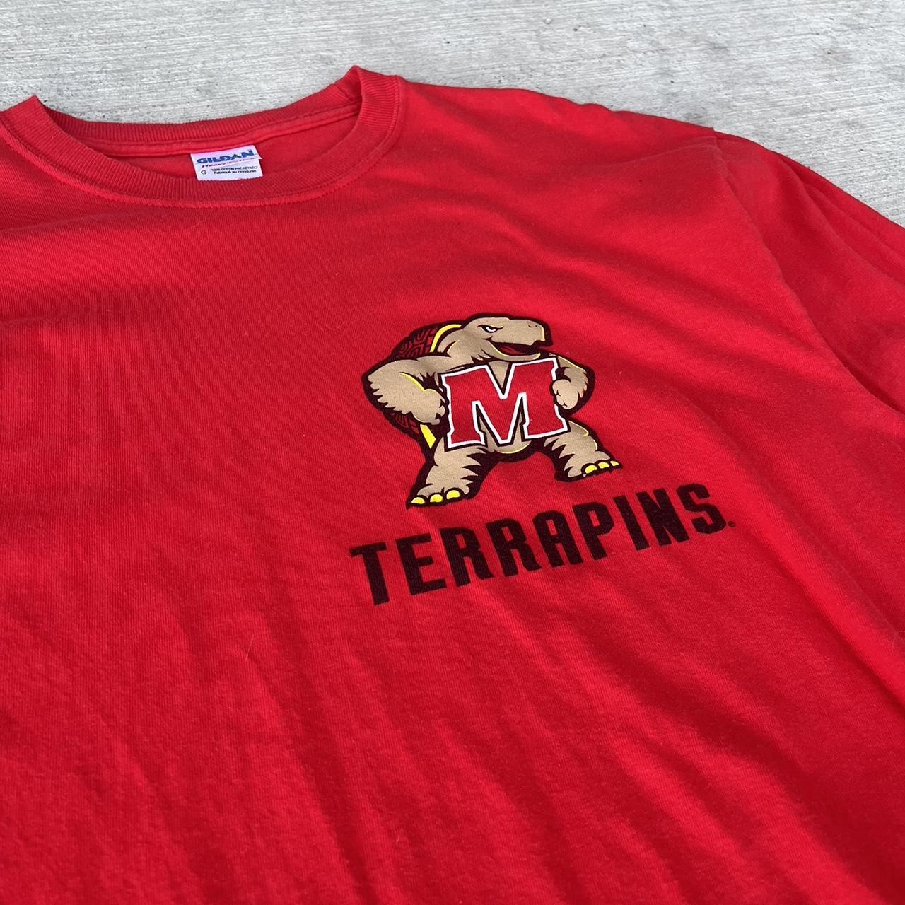 Red and black Maryland Terrapins long sleeve shirt... | Depop