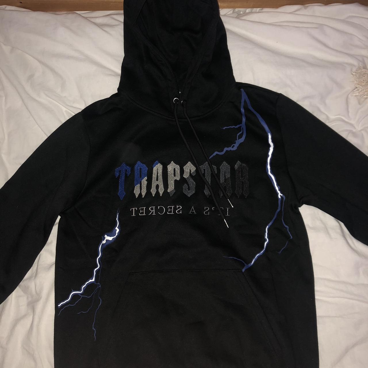 Rare Trapstar blue lightning ⚡️ black hoodie (never... | Depop