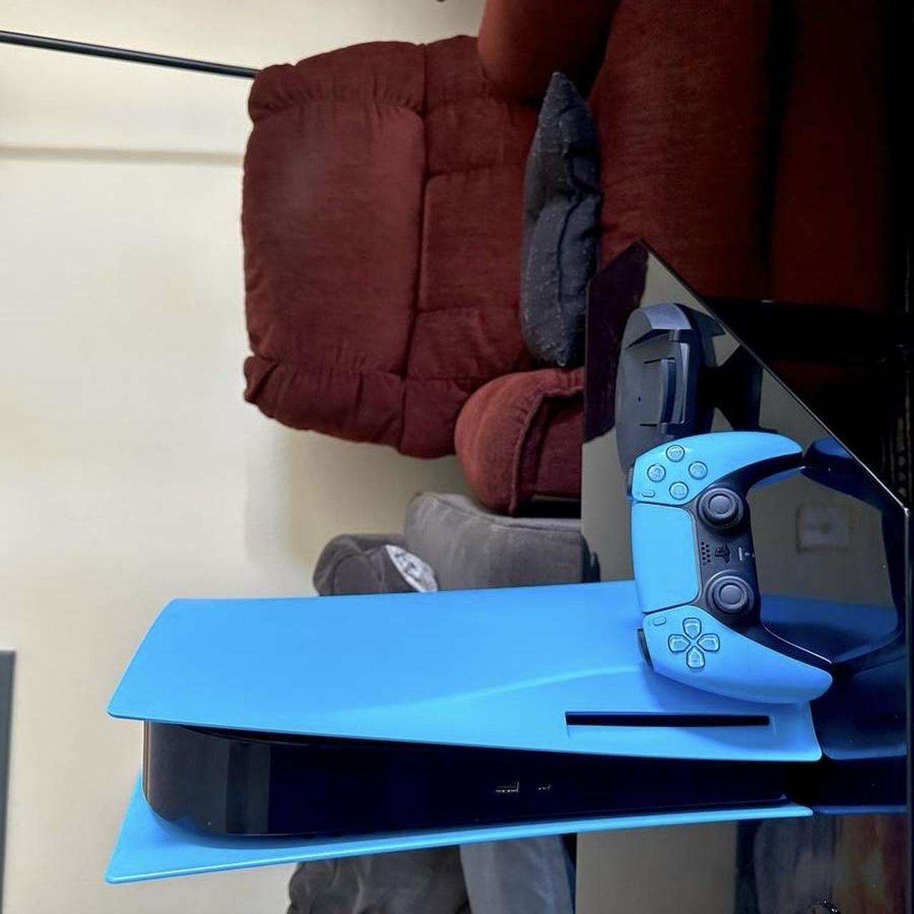 Blue PlayStation 5 with two controllers #PS5 - Depop