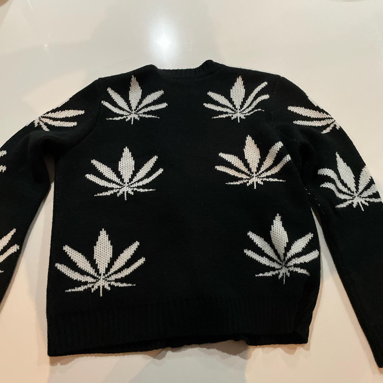 Vintage Black and white Marijuana leaf cardigan | Depop