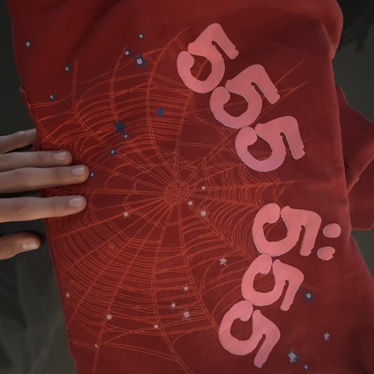 100% authentic red Sp5der 555 hoodie red and pink.... | Depop