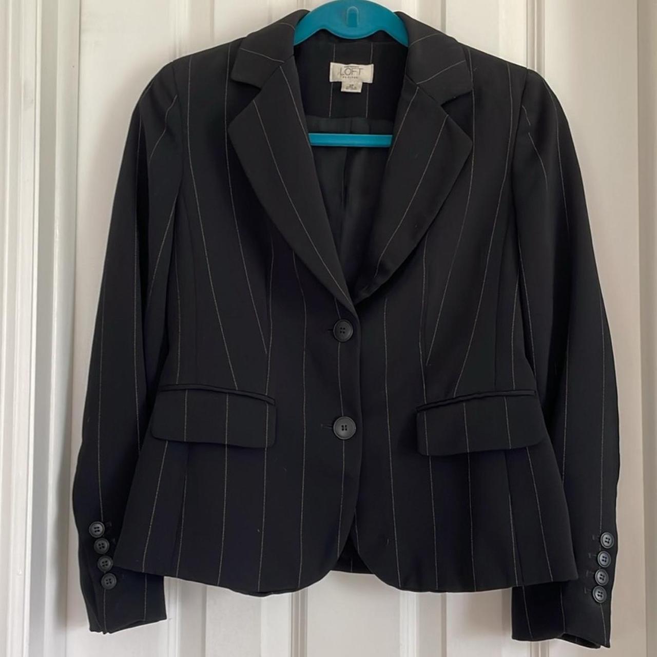Black Anne Taylor pinstripe suit with matching pants... - Depop