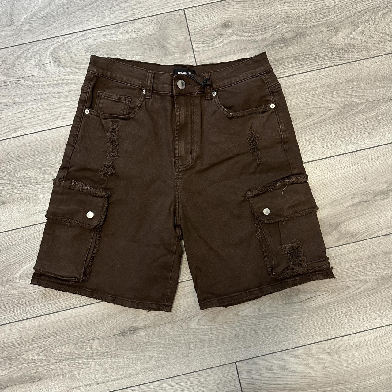 Brown Denim Cargo Shorts Brand New with... - Depop