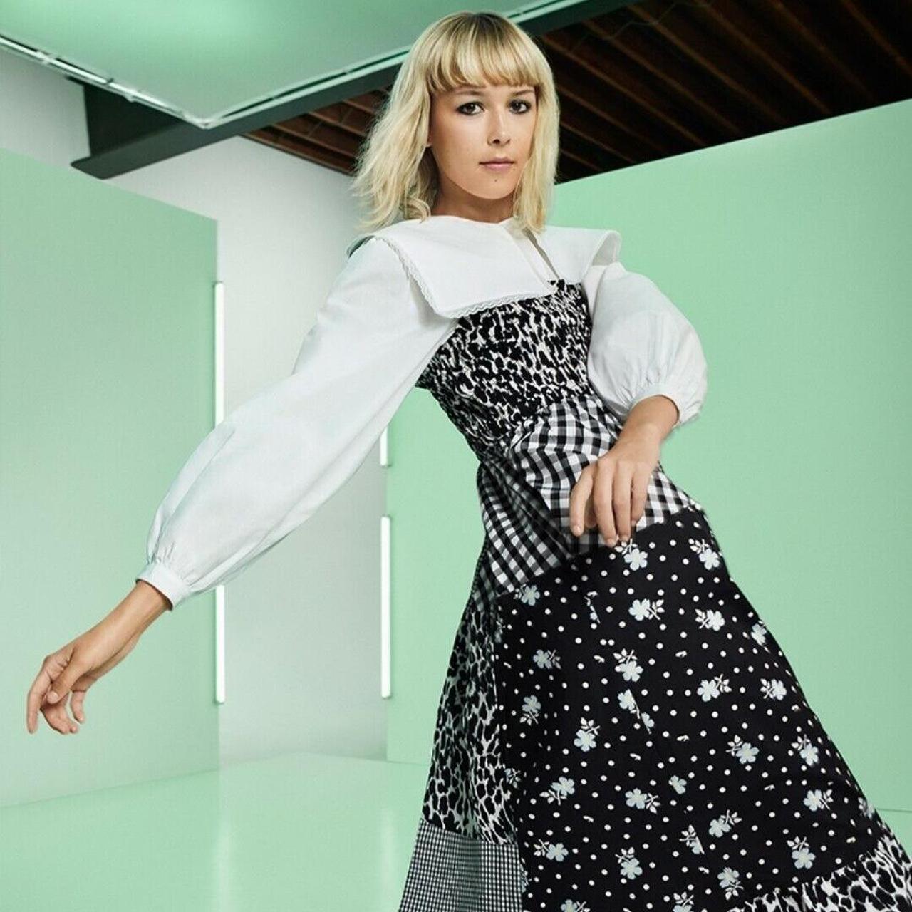 Sandy Liang x Target patchwork spaghetti strap midi... - Depop