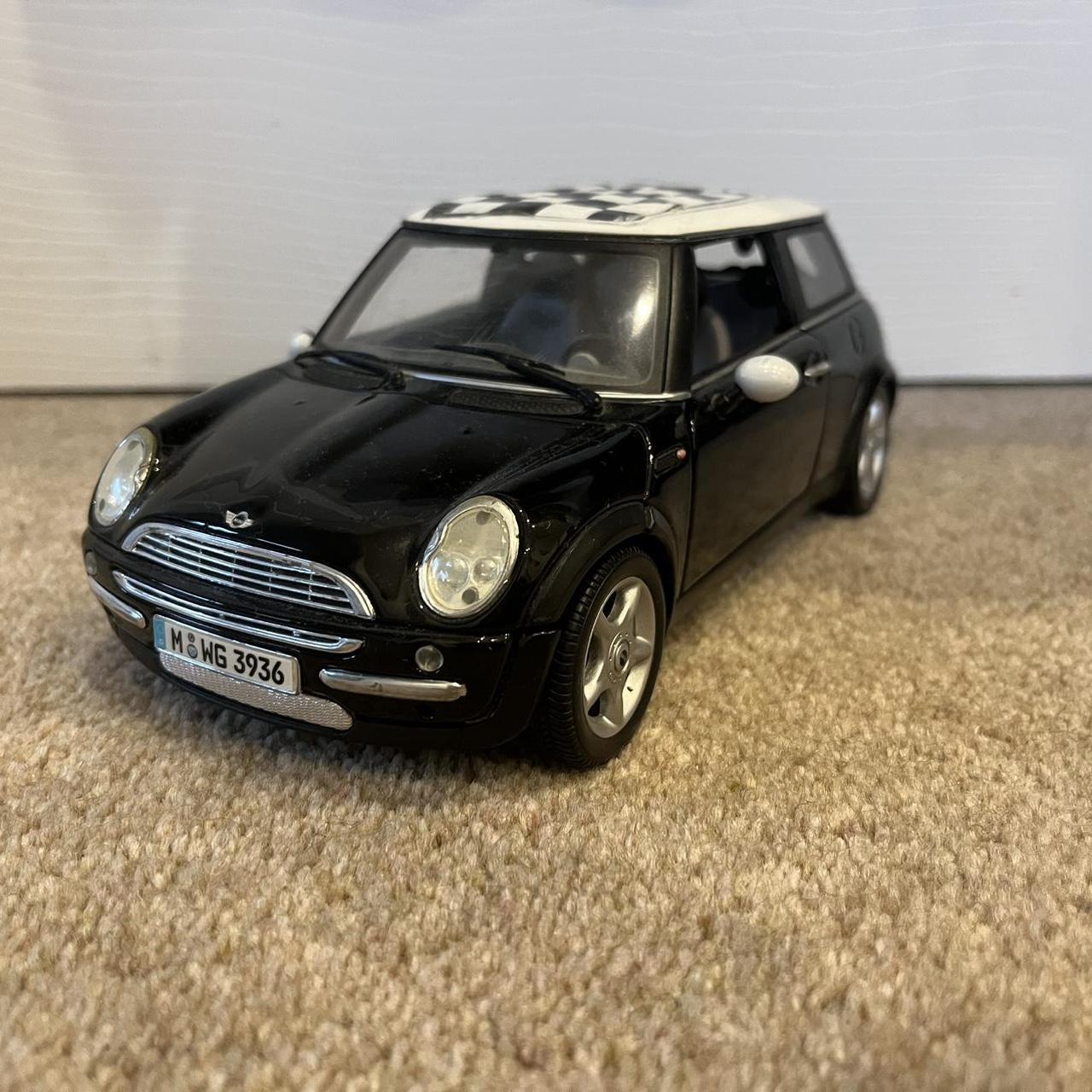 Mini Cooper checkerboard black and white toy car... - Depop