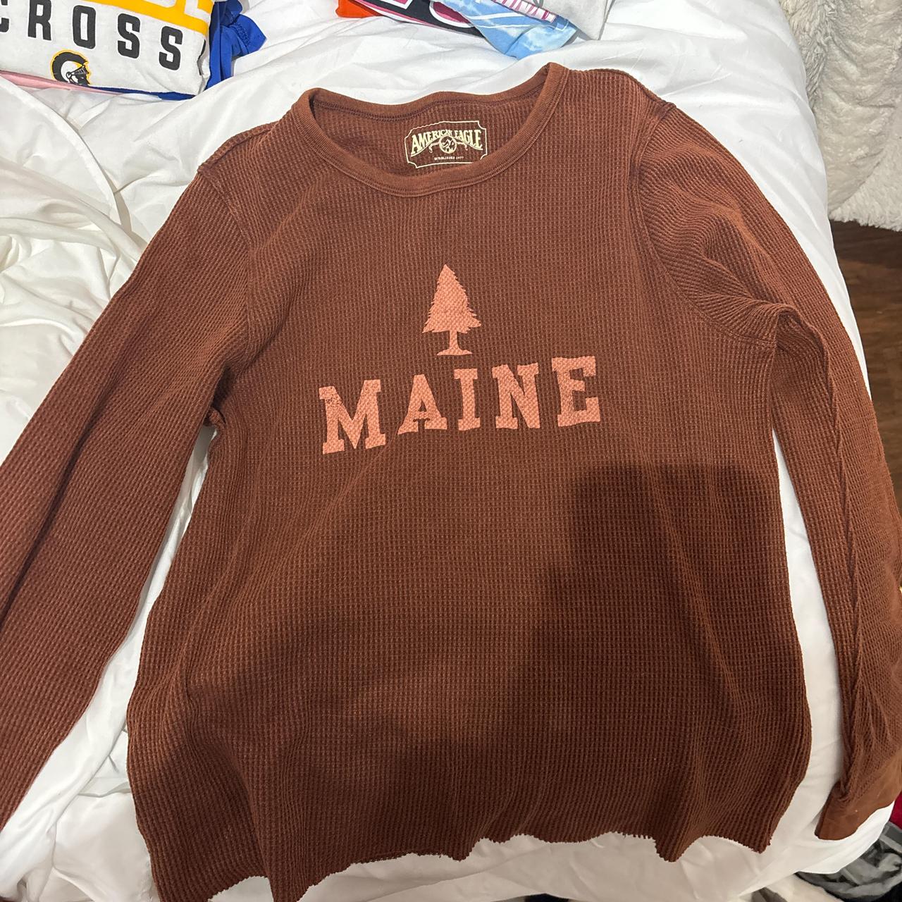brown and organs american eagle waffle knit sweater | Depop