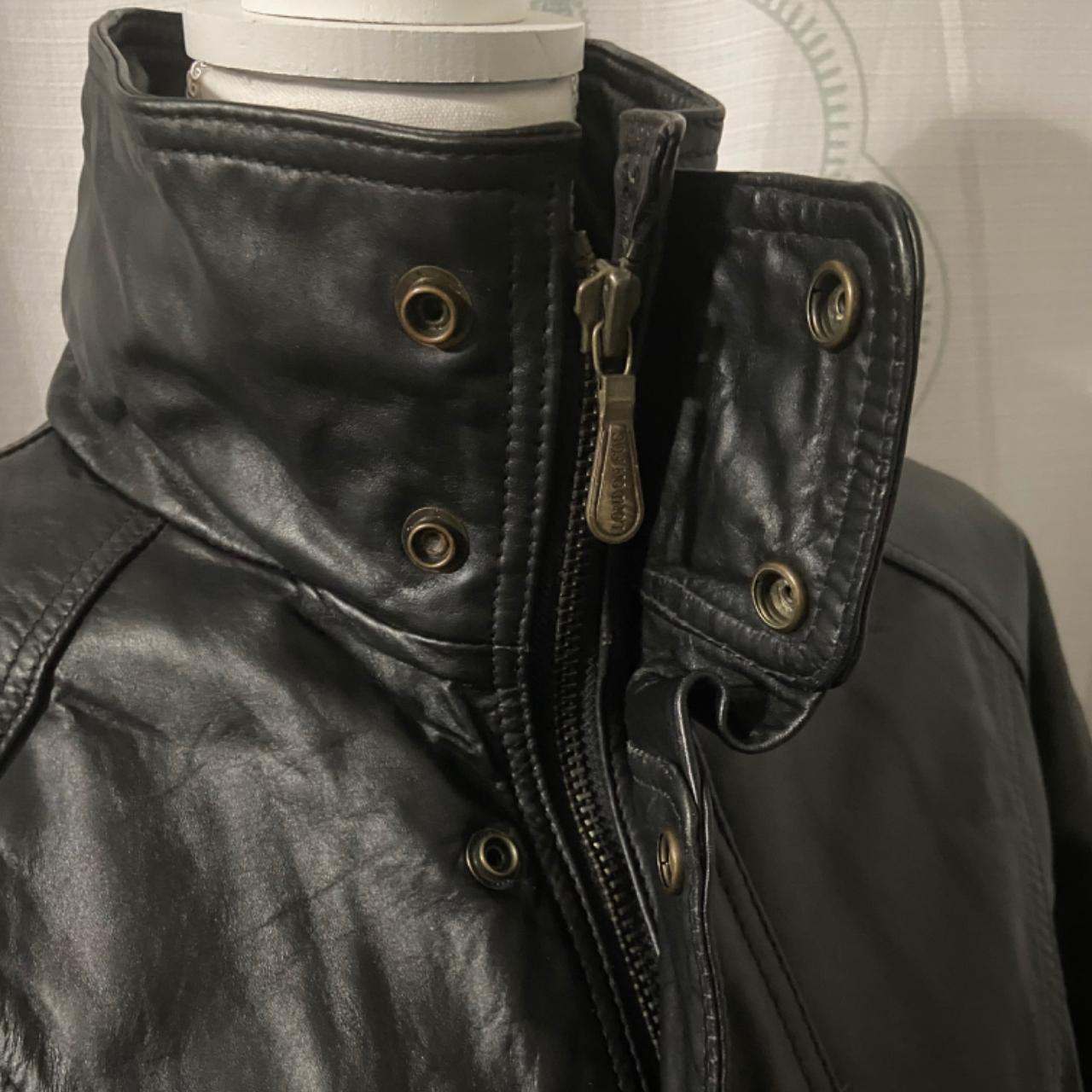 London Fog leather jacket Zipper/bottons Bomber style | Depop