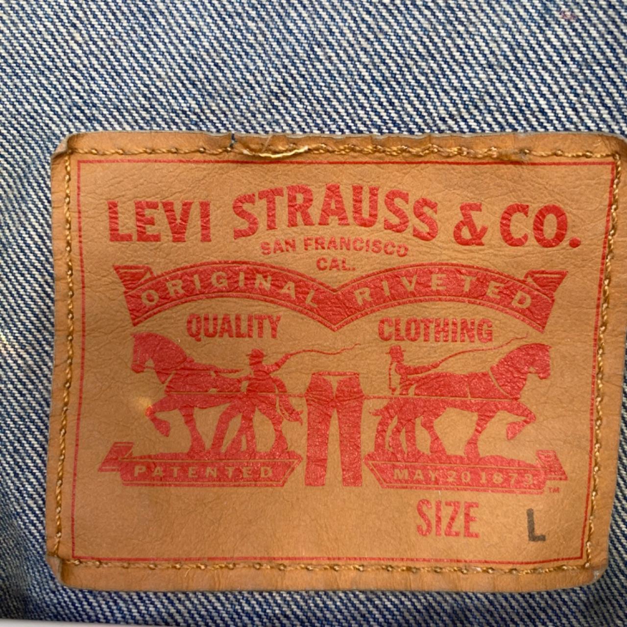 Upcycled LARGE "Levi" brand Denim Jean Jacket with... - Depop