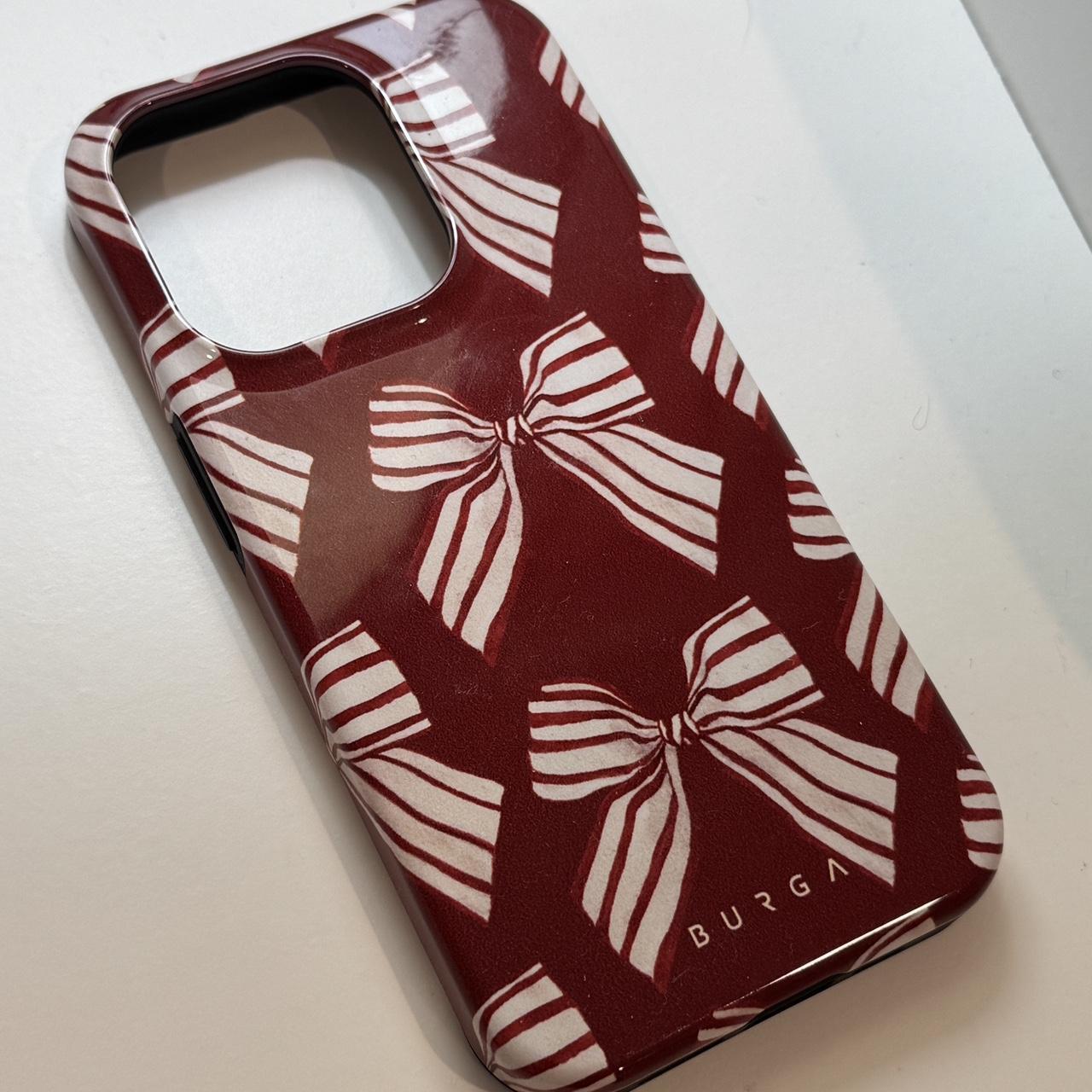 iphone 15 pro burga case burgundy red & white... | Depop
