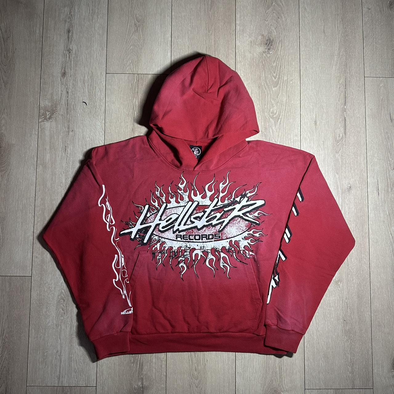 BRAND NEW RED HELLSTAR RECORDS HOODIE SIZE MEDIUM... | Depop