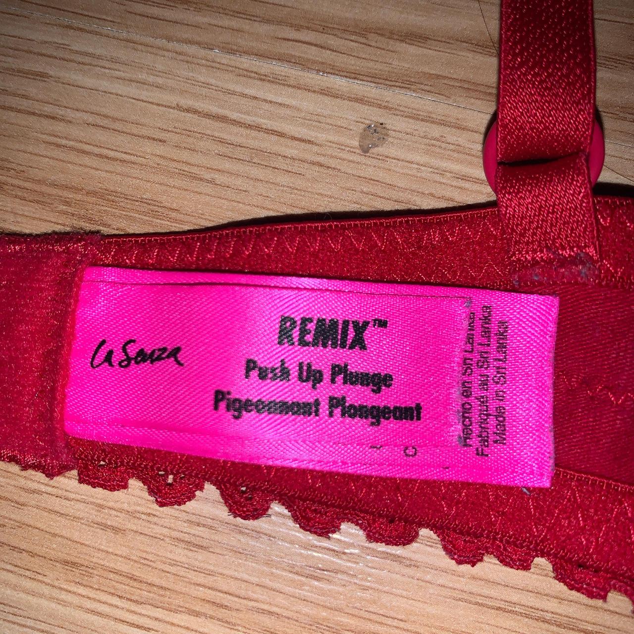 Red lace bra with adjustable straps, worn... - Depop