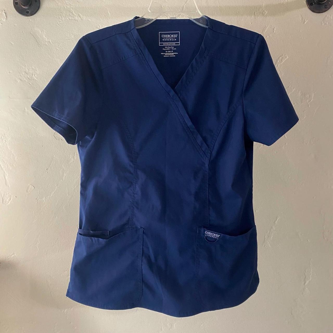 Women’s navy blue scrub top Cherokee brand... - Depop