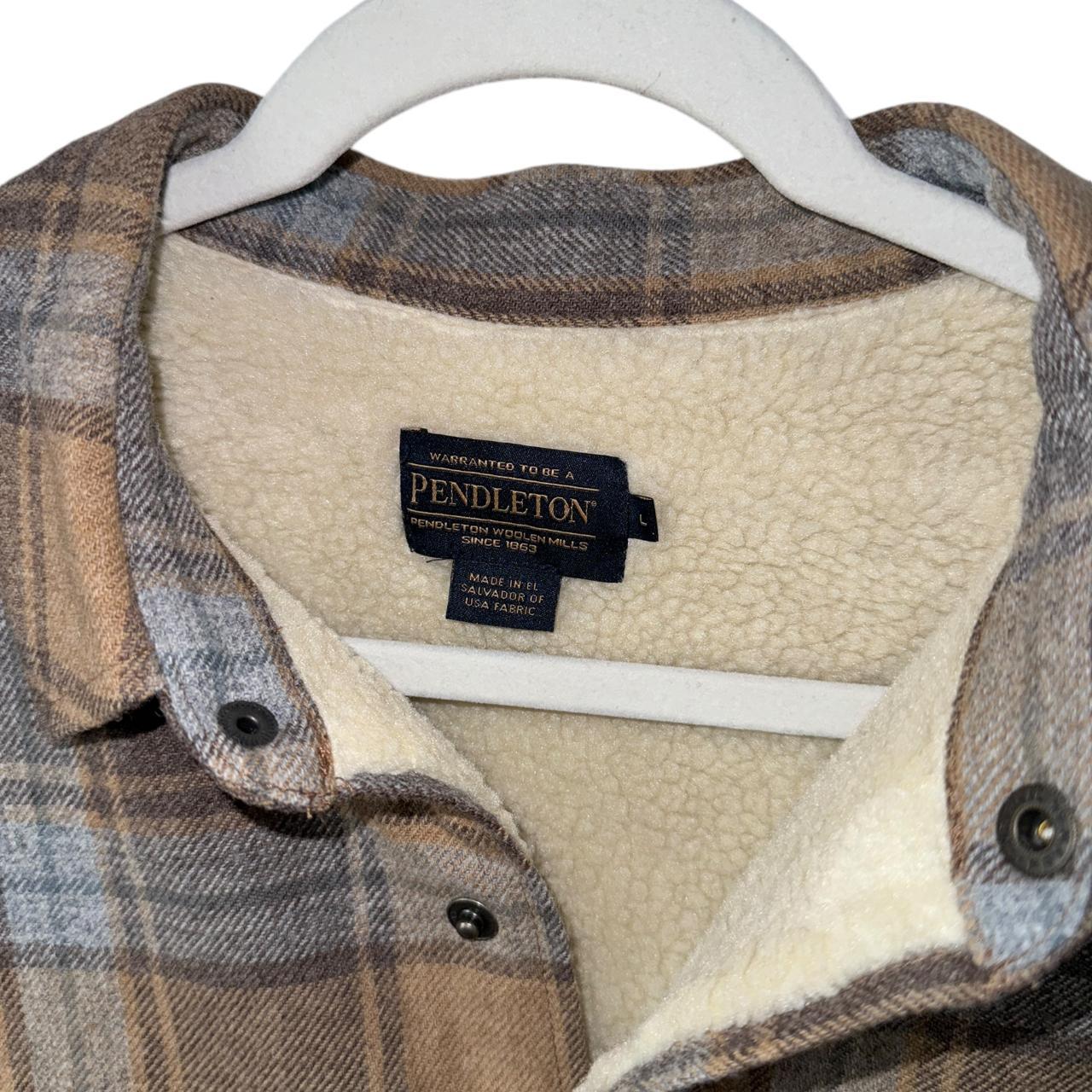 Pendleton Men’s Sherpa-Lined Wool Shirt Jacket Brown... - Depop