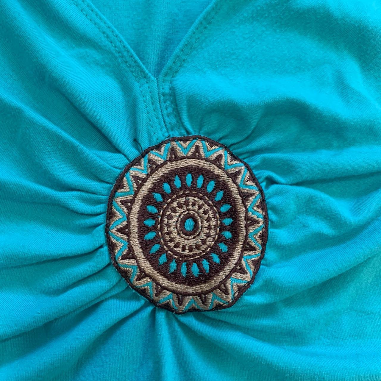 Cute teal Alexis shirt with tie sleeves and... | Depop