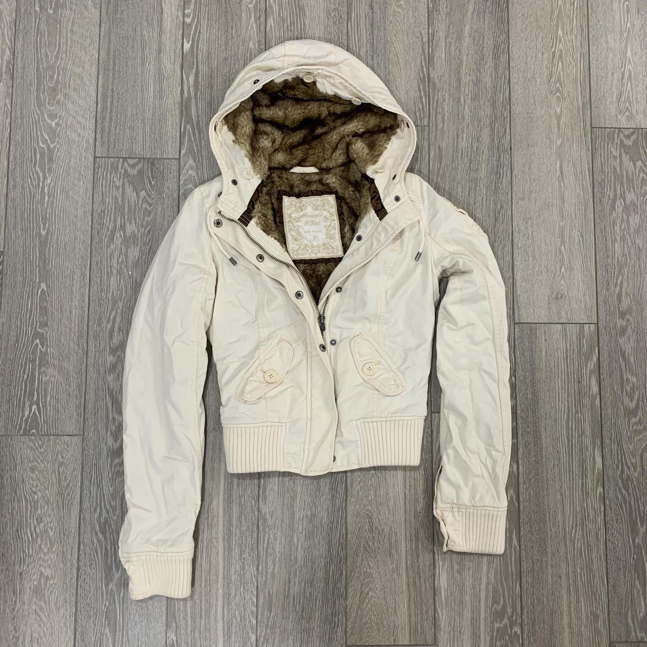 Insane vintage Abercrombie and fitch Cream fur-lined... | Depop