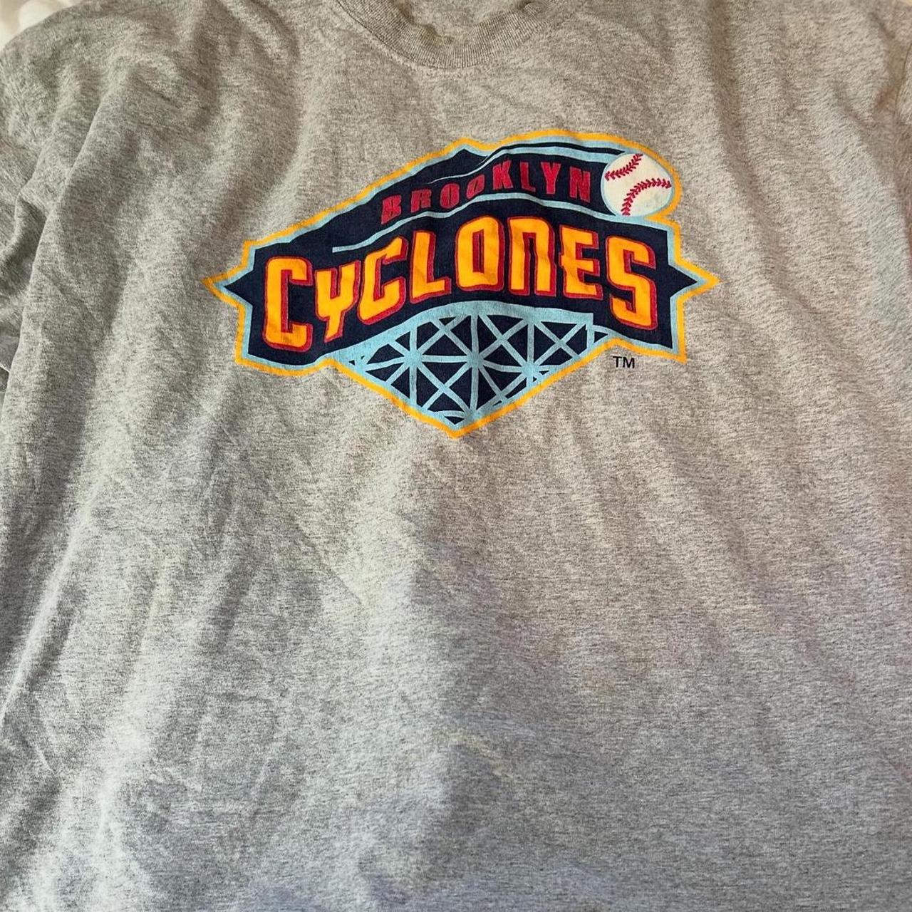 Grey and orange Brooklyn Cyclones baseball tee... - Depop