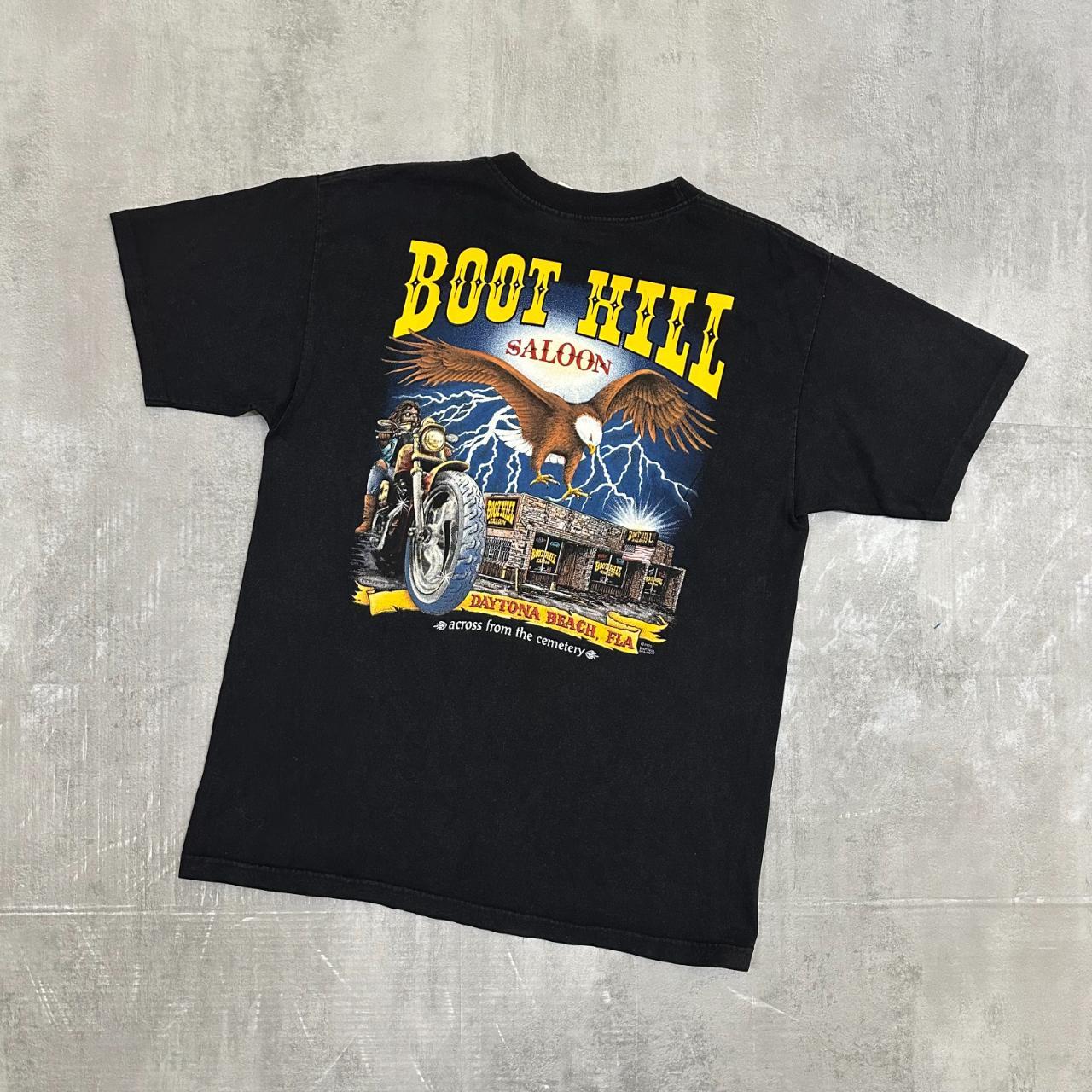 Vintage Daytona Beach Boot Hill Saloon Biker Black... | Depop