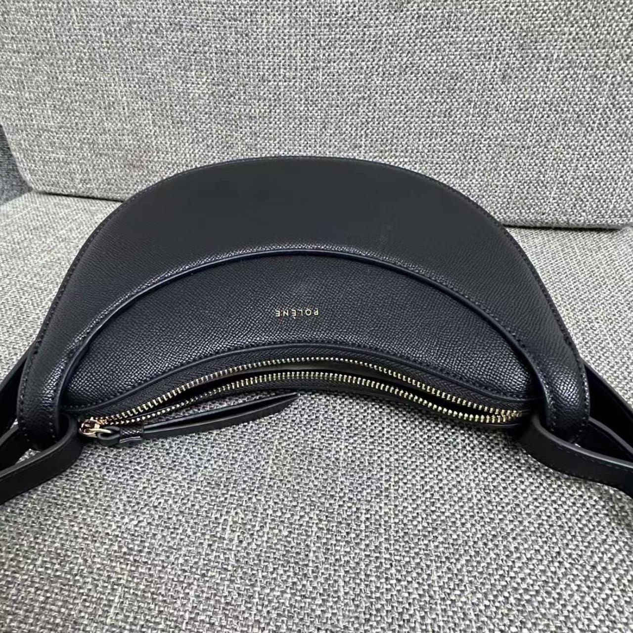 POLÈNE Half-Moon Black Leather Shoulder Bag - Depop