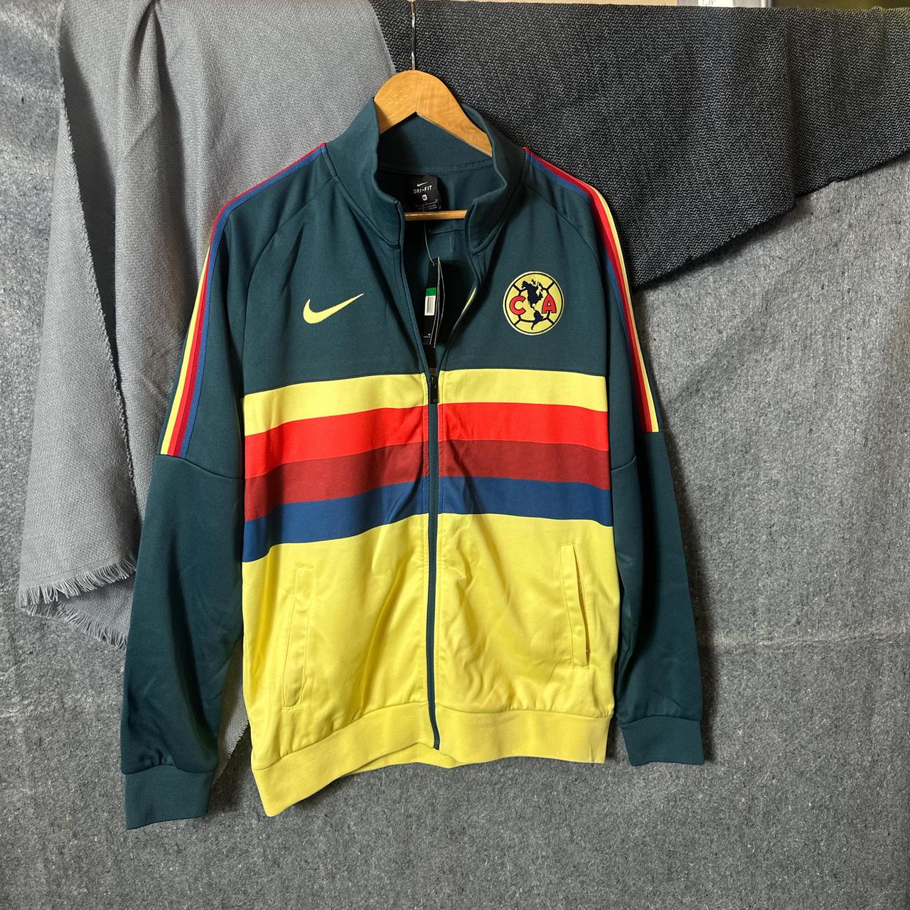 Nike Club America track jacket in green and yellow... | Depop